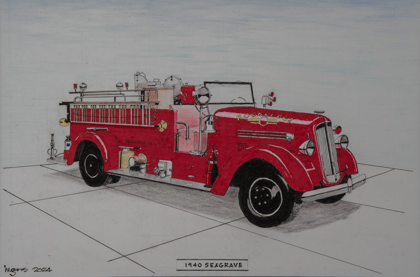1940 Seagrave Fire Truck | Artwork Print by Harold W. Gans